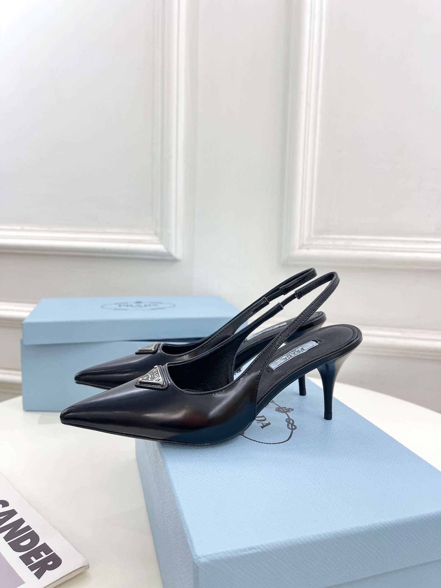 Prada Slingback Spike Pumps Black For Women - MassToneUS