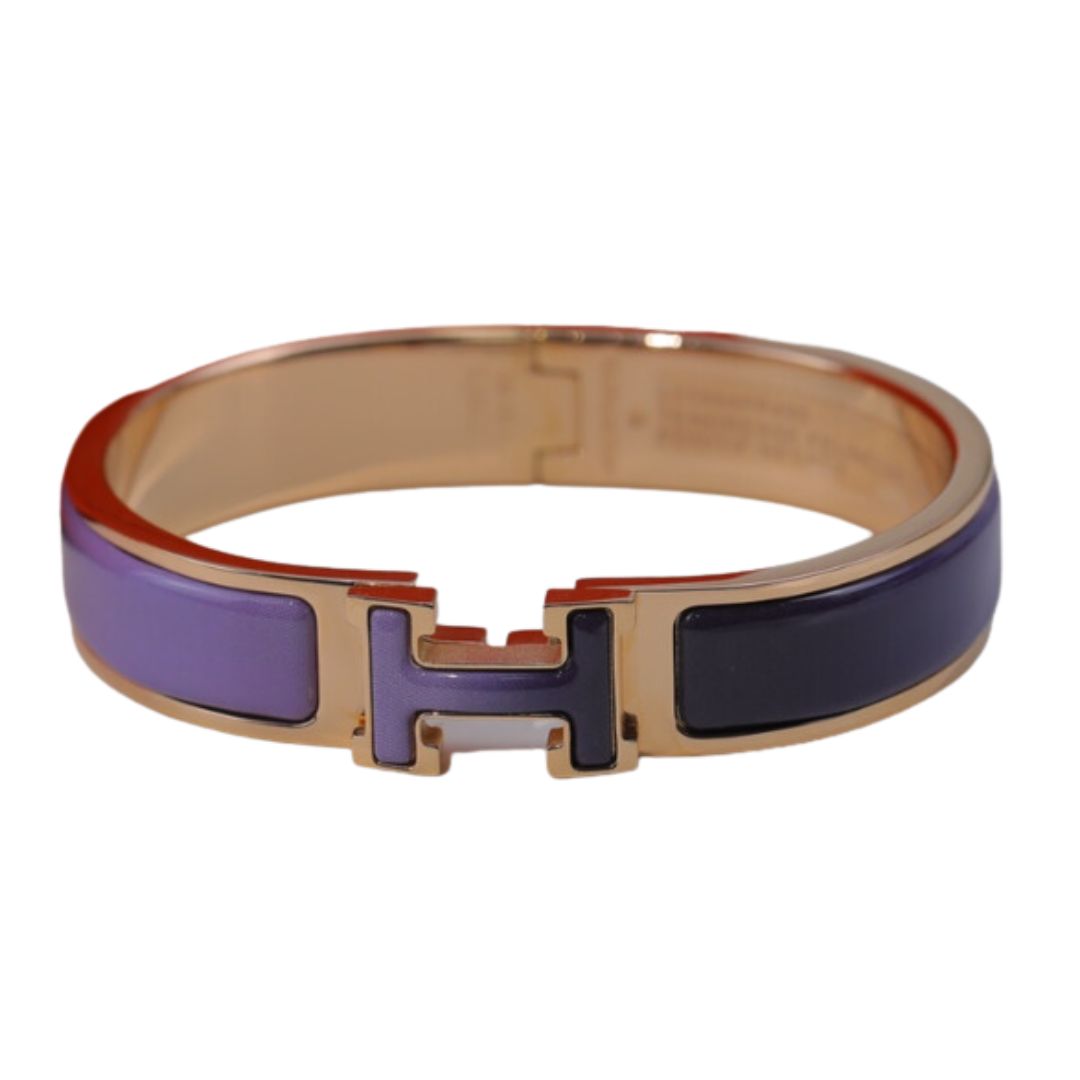 Hermes Clic Enameled H Bracelet Purple For Women - MassToneUS