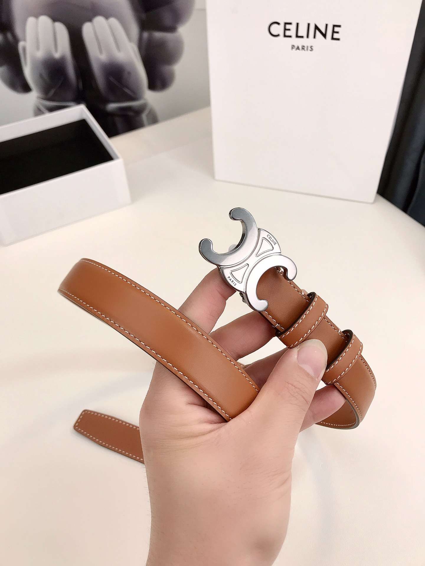 Celine Triomphe Belt Brown For Women - Masstoneus