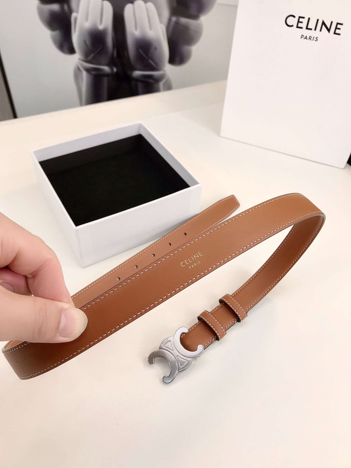 Celine Triomphe Belt Brown For Women - Masstoneus