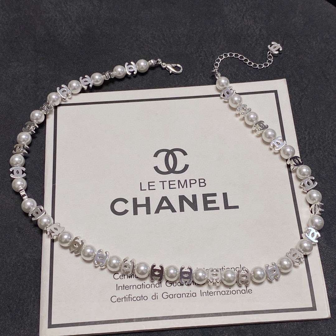Chanel CC Pearl Necklace White For Women - MassToneUS