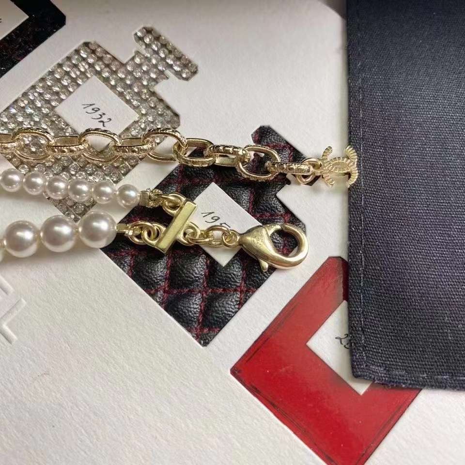 Chanel Double Pearl Crown Necklace White For Women - MassToneUS