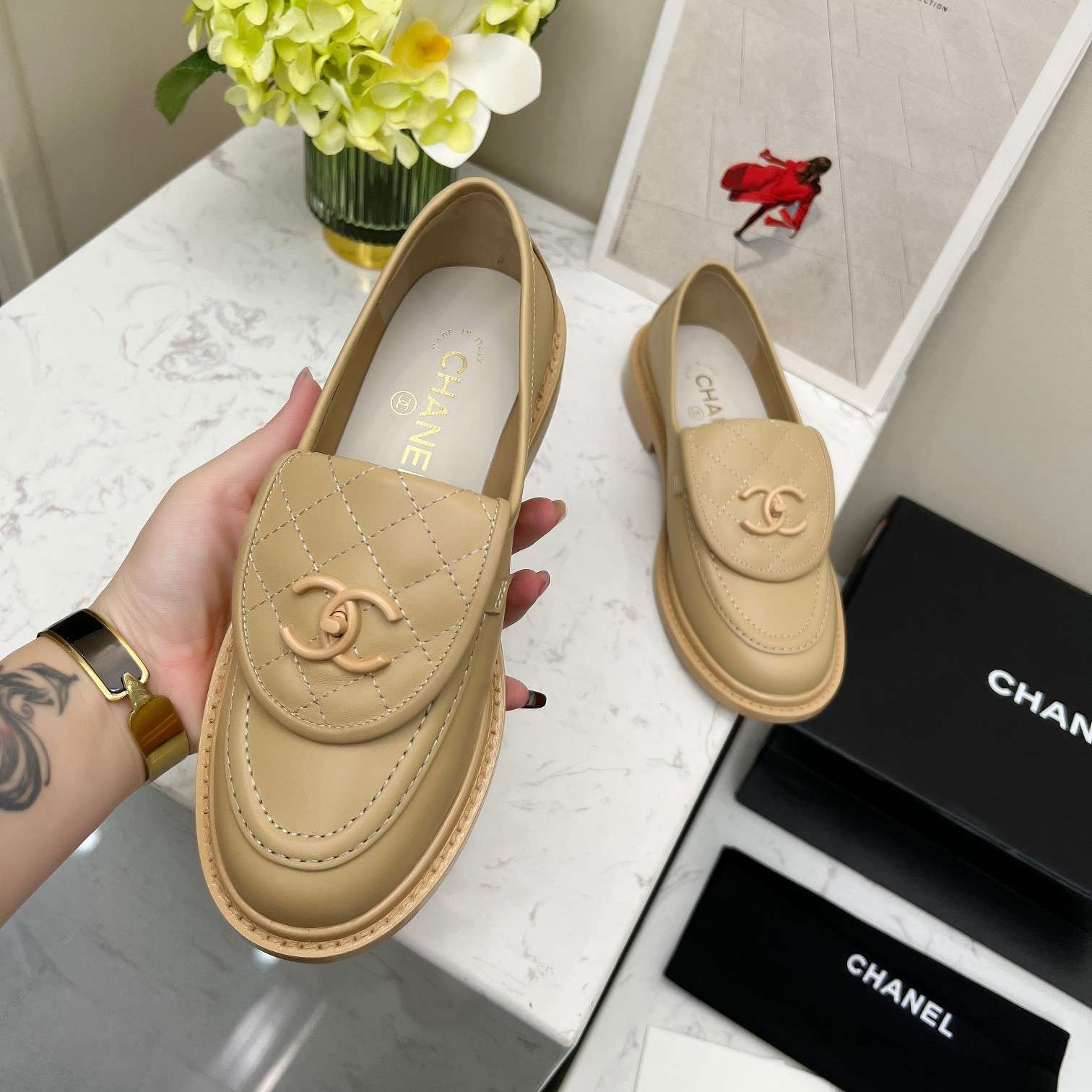 Chanel Moccasins Beige For Women - MassToneUS