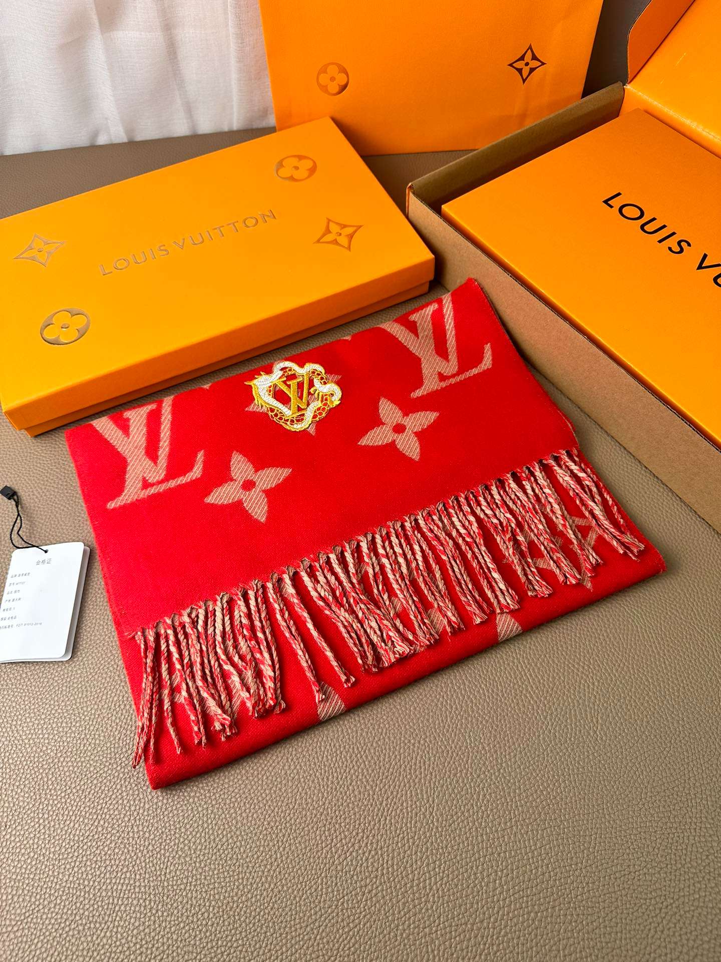 Louis Vuitton Precious Dragon LV Essential Scarf Red For Women - MassToneUS