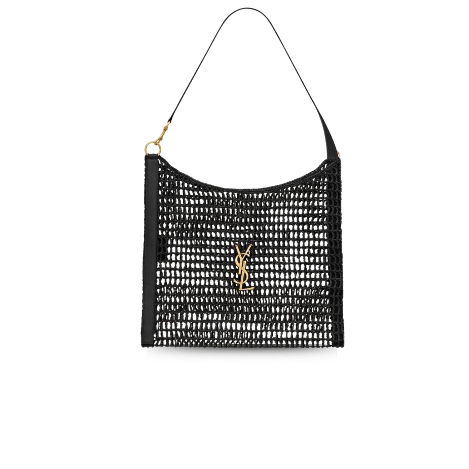 Saint Laurent Oxalis Bag In Raffia Macramé Black For Women 15.7 Inches ...