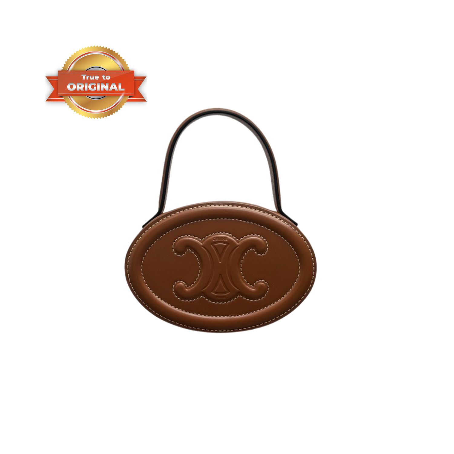 [True-to-ORIGINAL] Celine Oval Minaudiere Cuir Triomphe Brown For Women ...