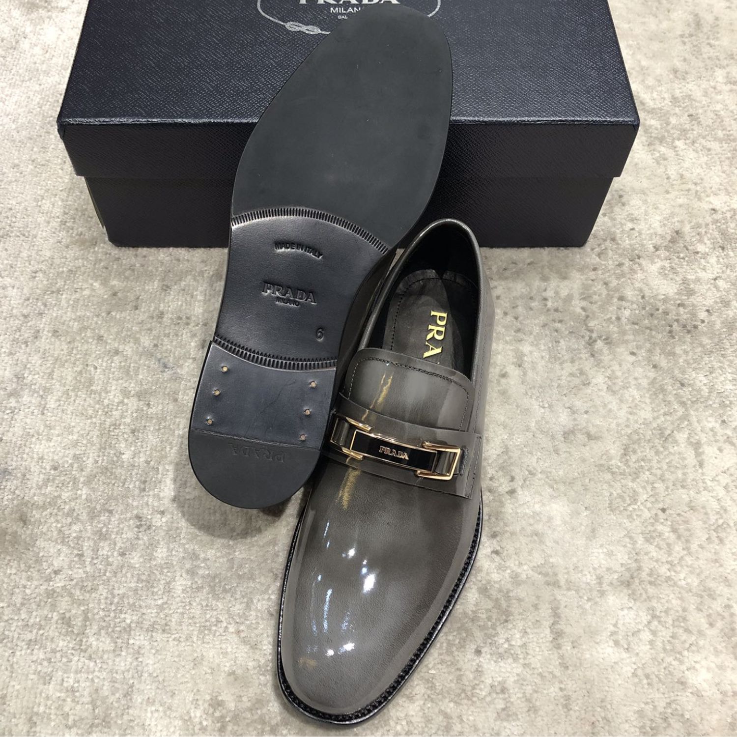 Prada Leather Loafer Grey For Men - MassToneUS