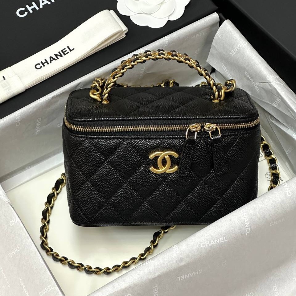 [True-to-ORIGINAL] Chanel Small Vanity Case Black For Women 6.7in/17cm ...