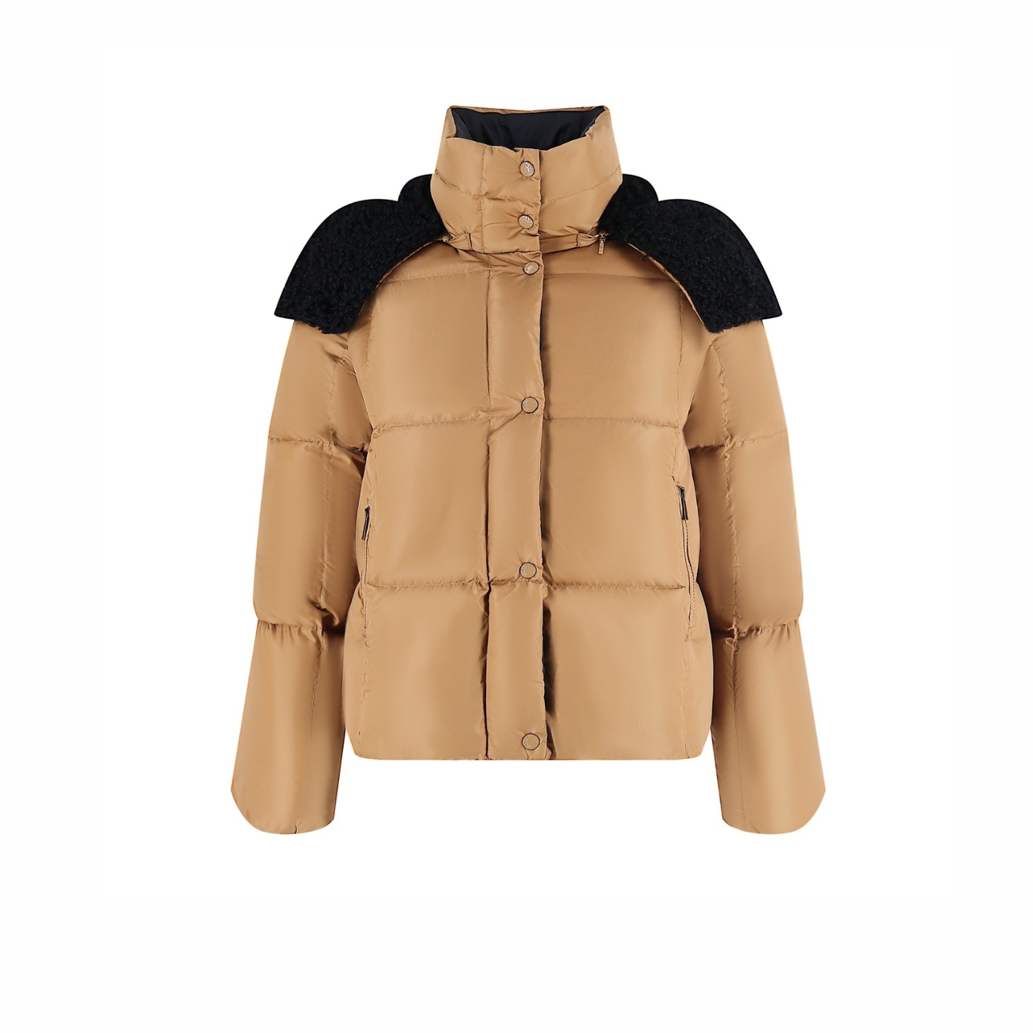 Moncler Castelnou Square-Quilted Hooded Short Down Jacket Beige For Women - MassToneUS