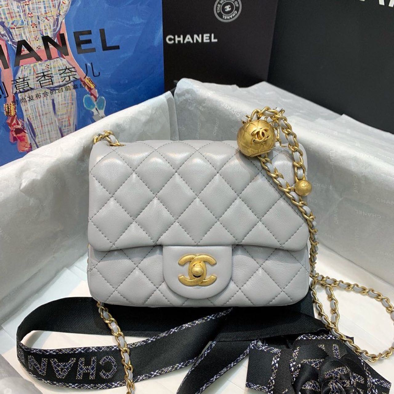 Chanel Classic Flap With Charm Chain With CC Details On Strap Bag 17cm ...