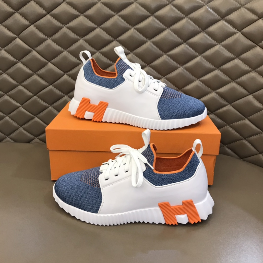 Hermes Depart Sneaker White/Blue For Men - MassToneUS