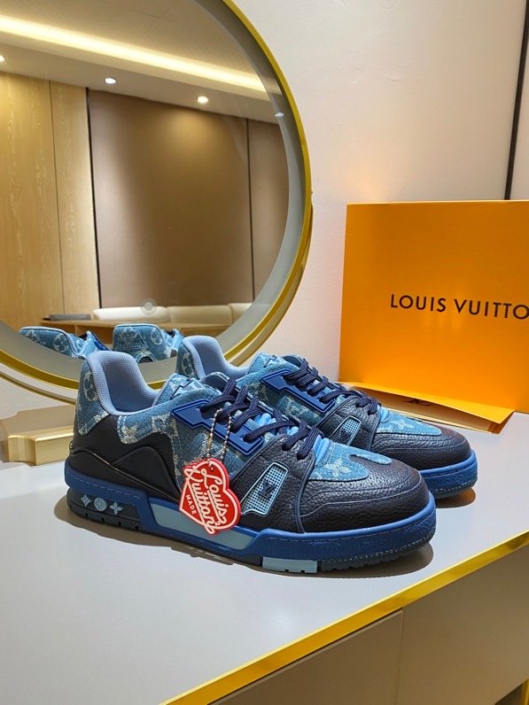 Louis Vuitton Trainer Sneaker Monogram Denim Blue Nigo/Virgil Abloh For ...
