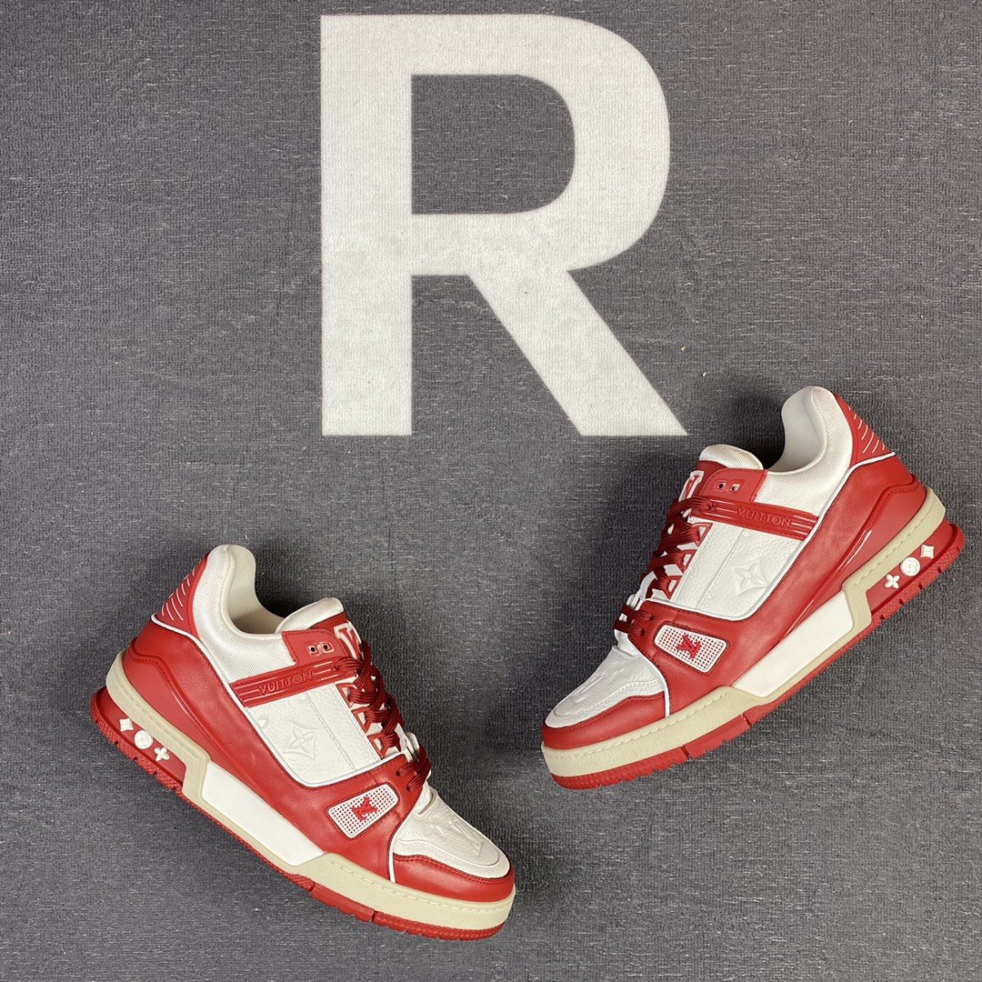 Louis Vuitton Trainer Sneaker Rubber Monogram Red For Men LV - MassToneUS
