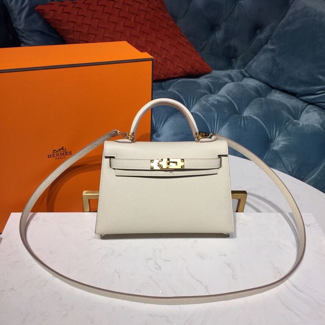 Hermes Mini Kelly Craie For Women Gold-Toned Hardware 7.5in/19cm ...