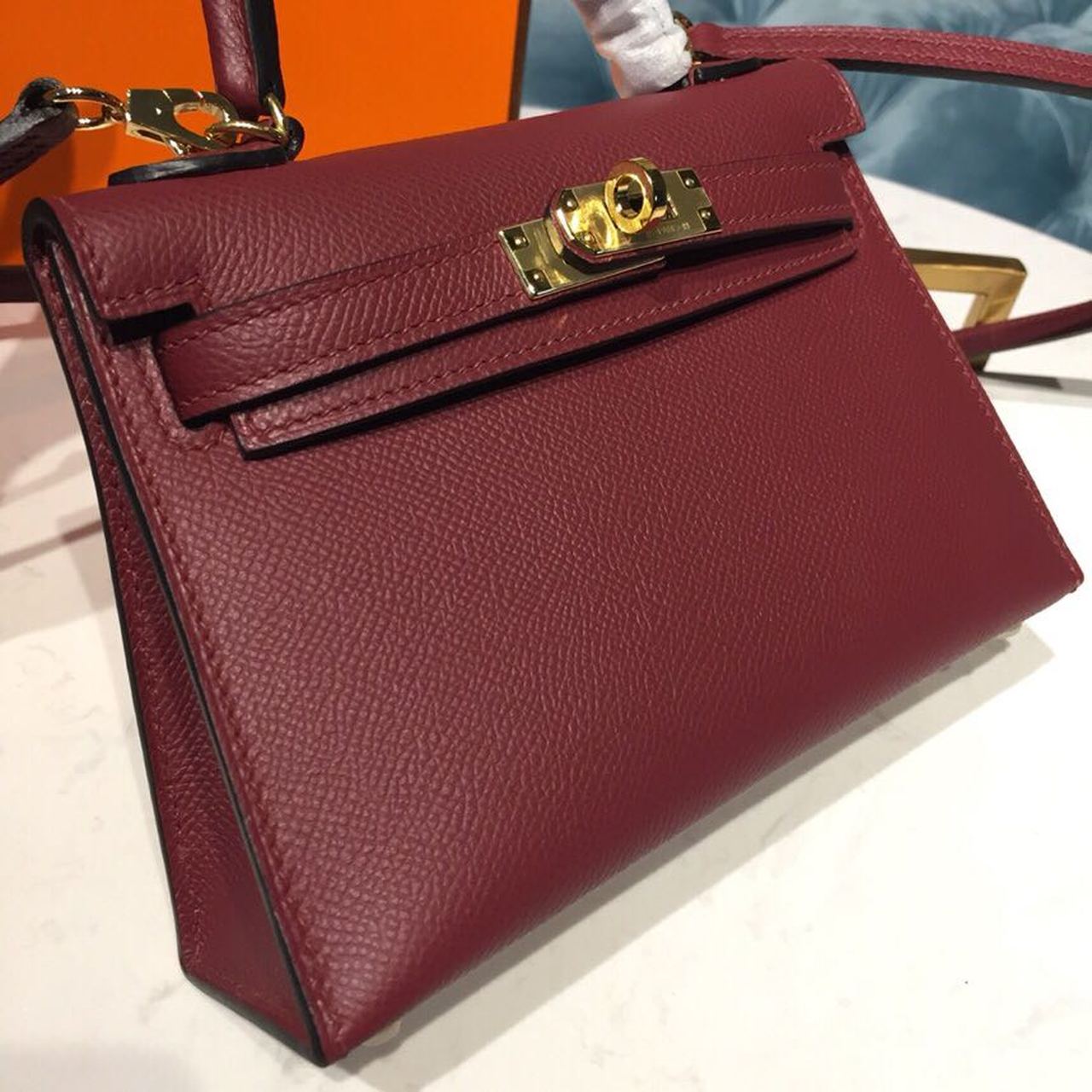 Hermes Mini Kelly Burgundy For Women Gold Toned Hardware 7.5in/19cm ...