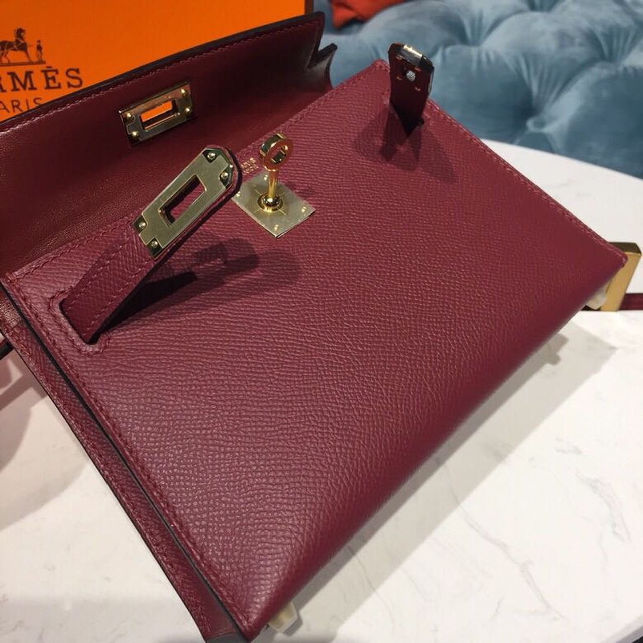 Hermes Mini Kelly Burgundy For Women Gold Toned Hardware 7.5in/19cm ...