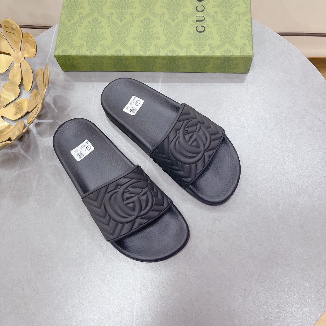 Gucci Men's Quilted GG Rubber Slide Black For Men 601041 JD600 1000 ...