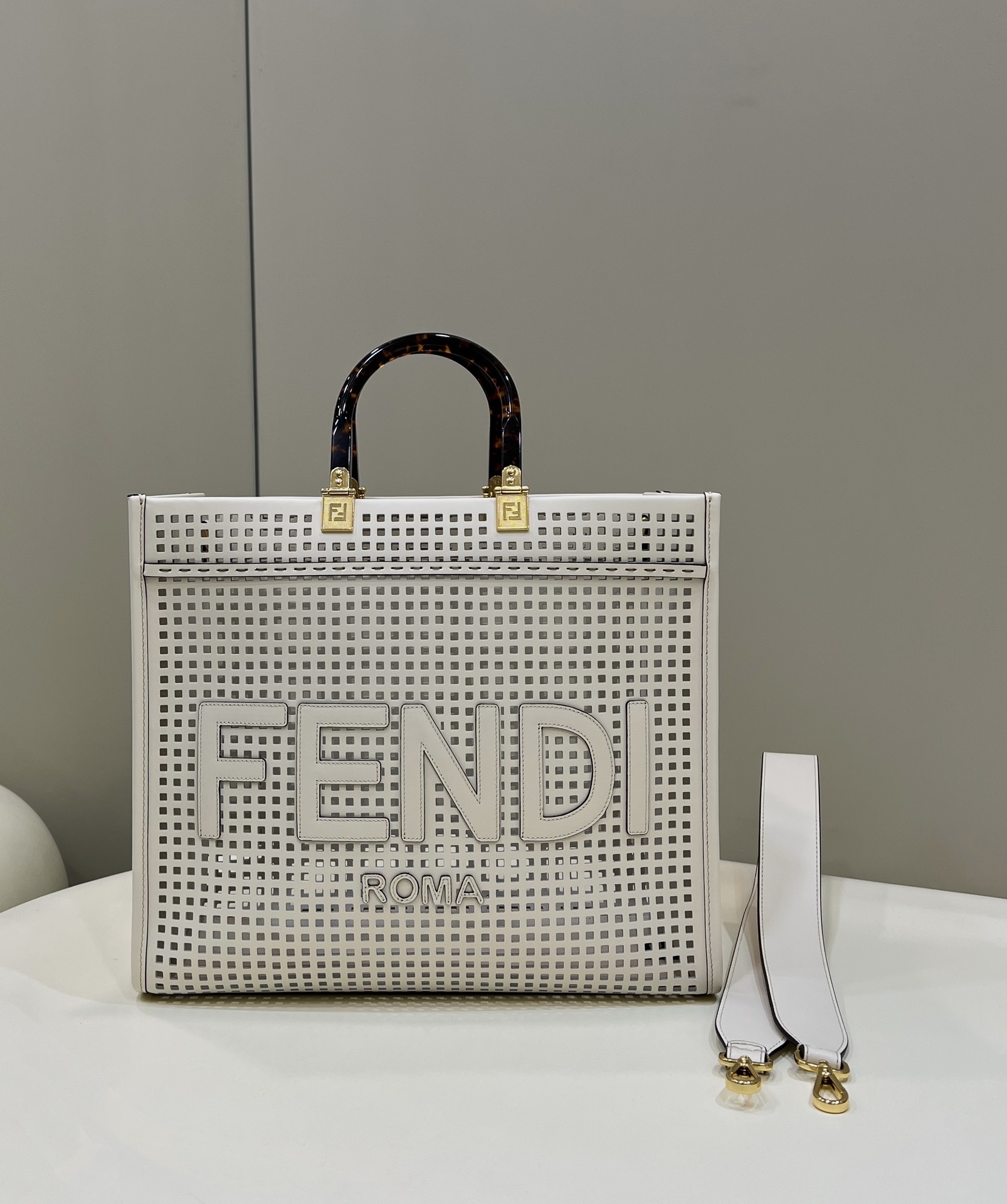 Fendi Fendi Sunshine Medium Two-toned perforated Bag For Woman 37cm/14.5in - MassToneUS