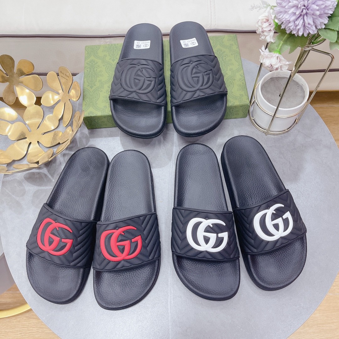 Gucci Men's Quilted GG Rubber Slide Black For Men 601041 JD600 1000 ...
