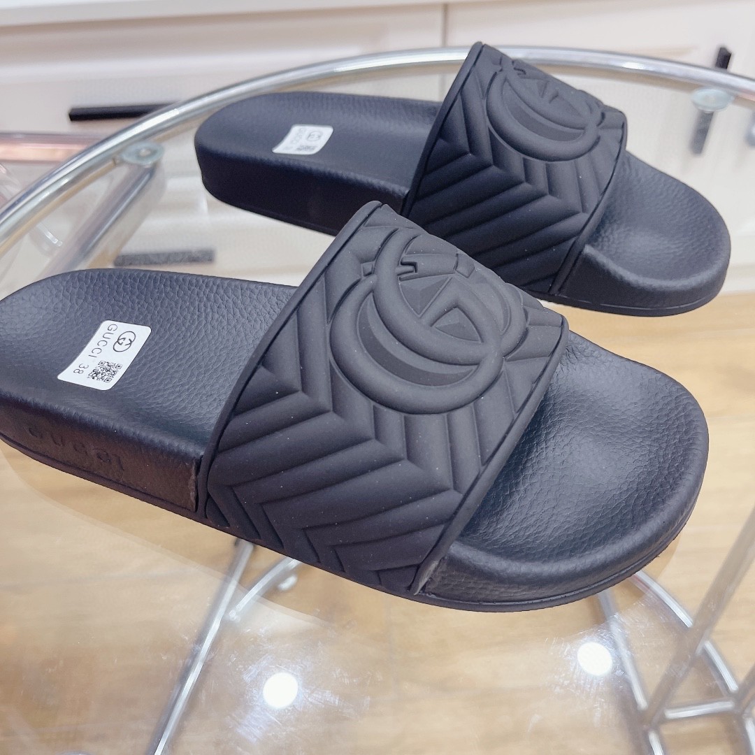 Gucci Men's Quilted GG Rubber Slide Black For Men 601041 JD600 1000 ...