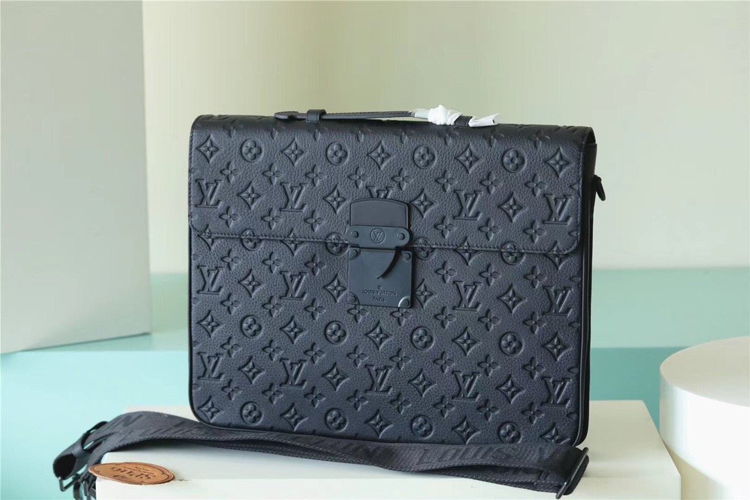 Louis Vuitton S-Lock Briefcase Taurillon Monogram Black For Men, Men's ...