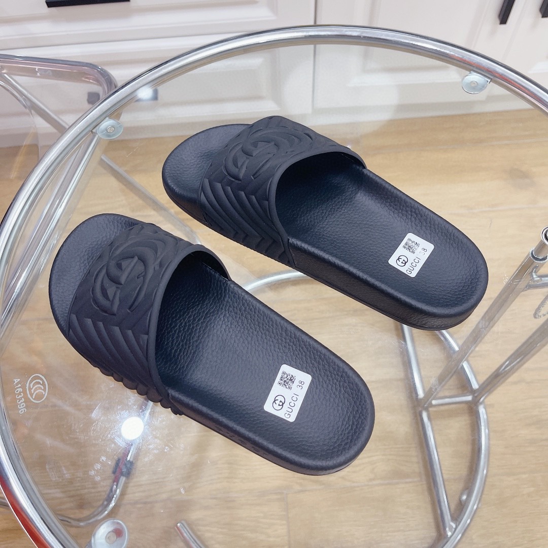 Gucci Men's Quilted GG Rubber Slide Black For Men 601041 JD600 1000 ...